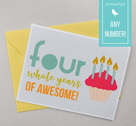 Birthday Card ________ Years of Awesome one Two Three | Etsy