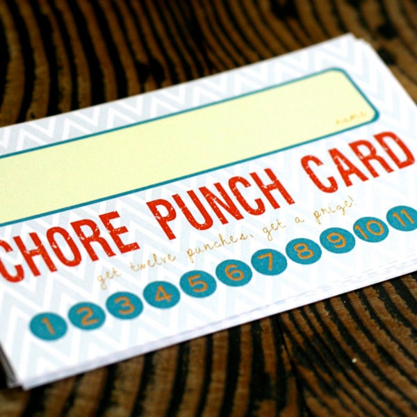 Chore Punch Card - Etsy