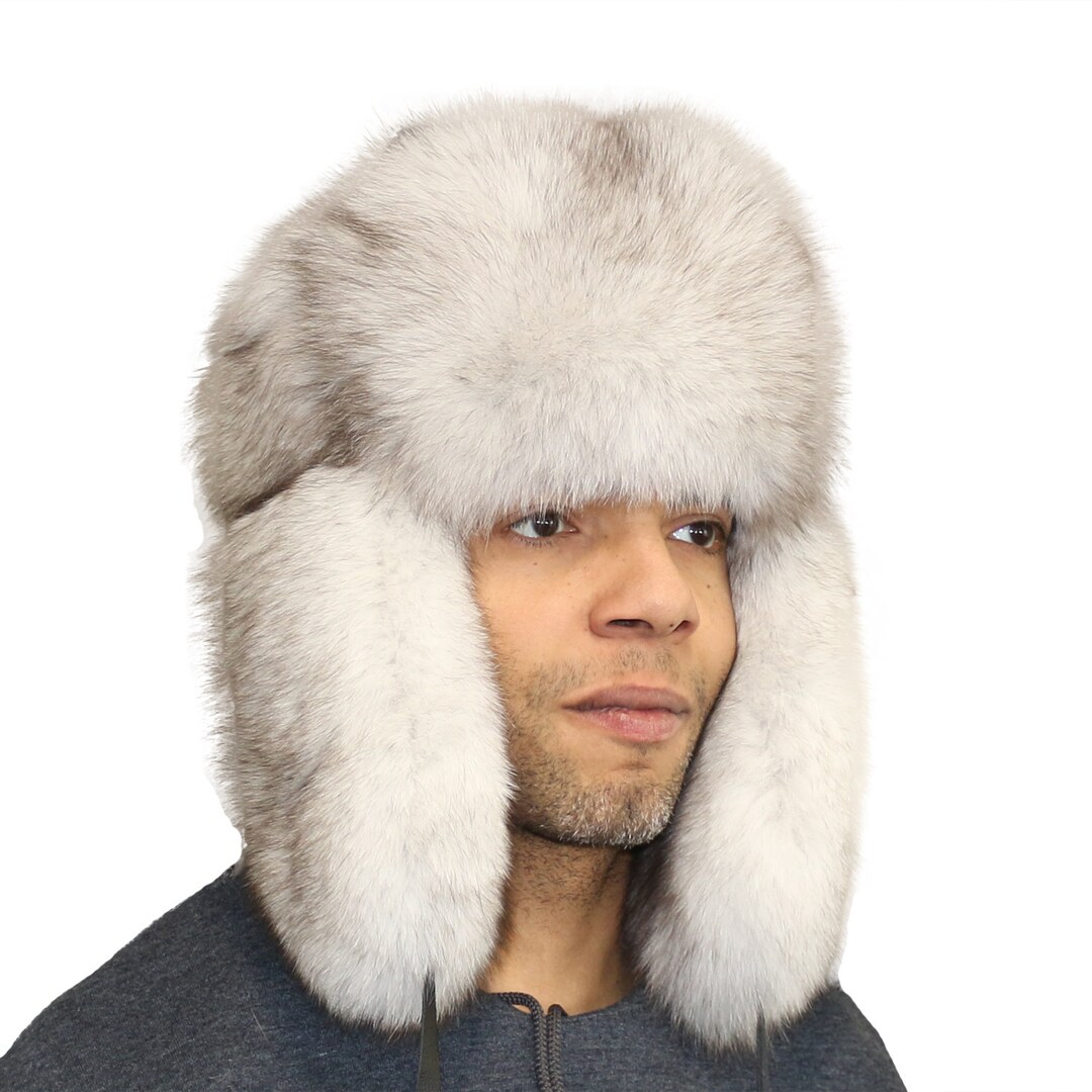 Glacier Wear Blue Fox Fur Trooper Hat Hts1083 - Etsy