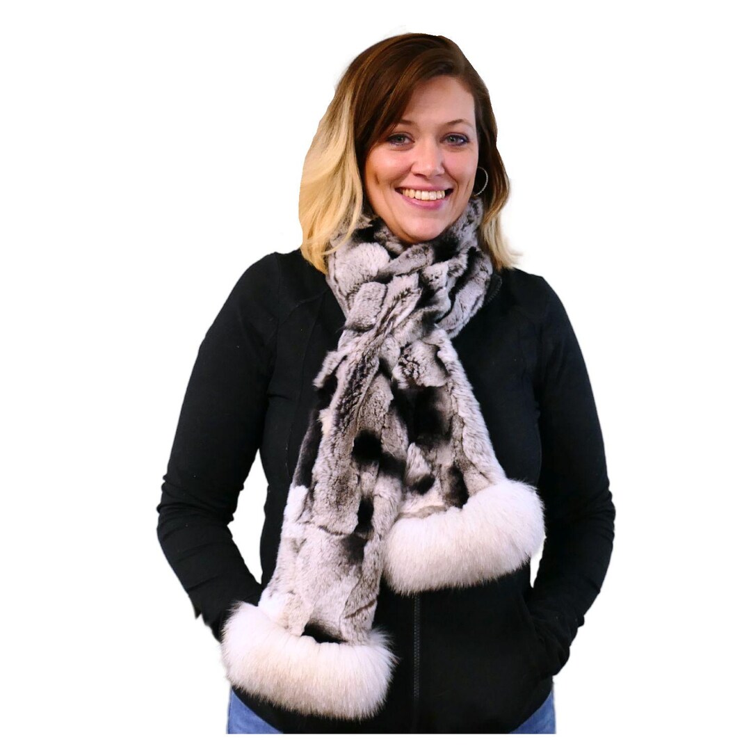 Glacier Wear Rex Rabbit Fur Scarf Fox Trim Fsf4004 - Etsy