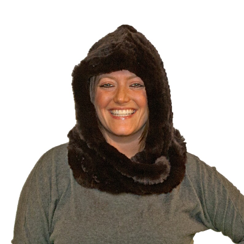 Glacier Wear Rex Rabbit Fur Infinity Hood Scarf BROWN 4072 - Etsy