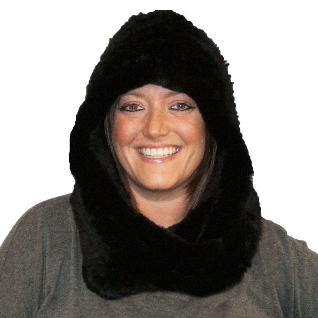 Glacier Wear Rex Rabbit Fur Infinity Hood Scarf - Black #4074 - Etsy