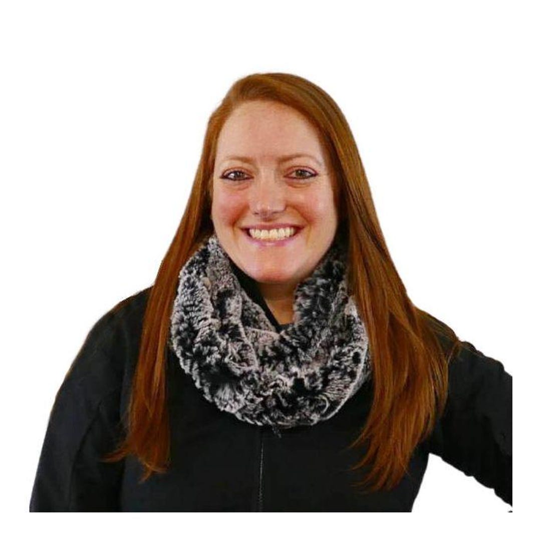 Glacier Wear Rex Rabbit Fur Infinity Scarf - Dark Grey W/ Frosted Tips ...
