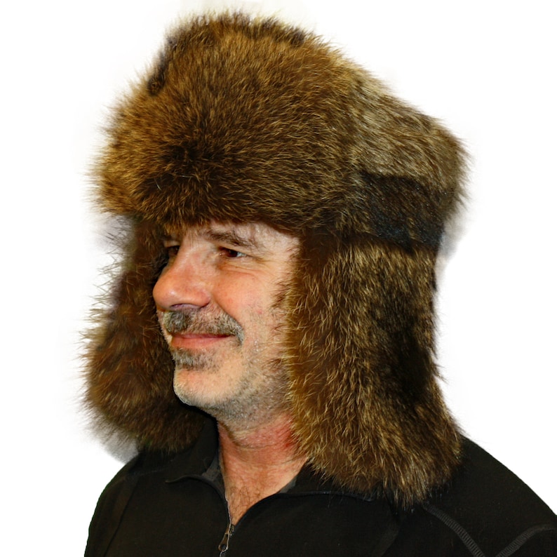Glacier Wear Natural Raccoon Fur Russian Trooper Hat | Etsy