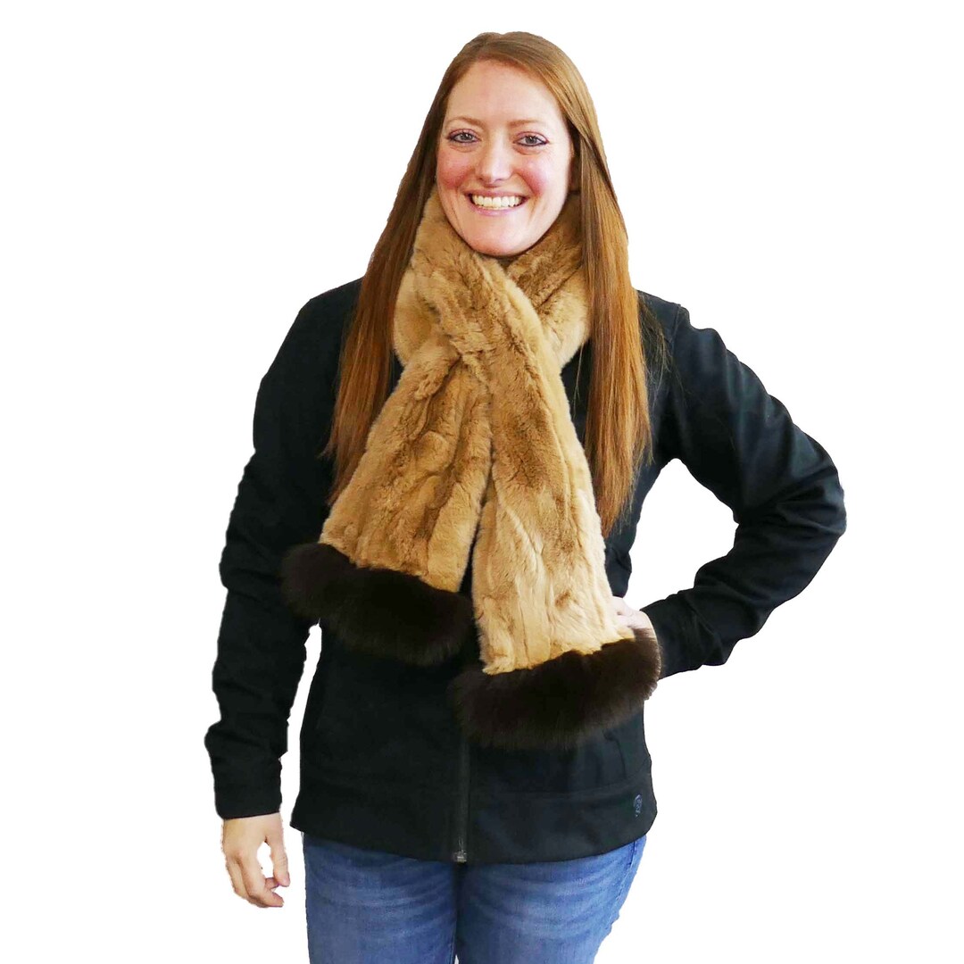 Glacier Wear Rex Rabbit Fur Scarf Fox Trim Fsf3997 - Etsy