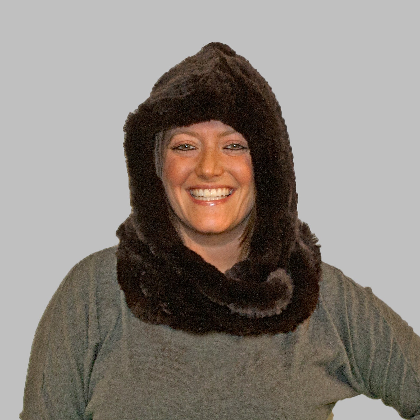 Glacier Wear Rex Rabbit Fur Infinity Hood Scarf BROWN 4072 - Etsy