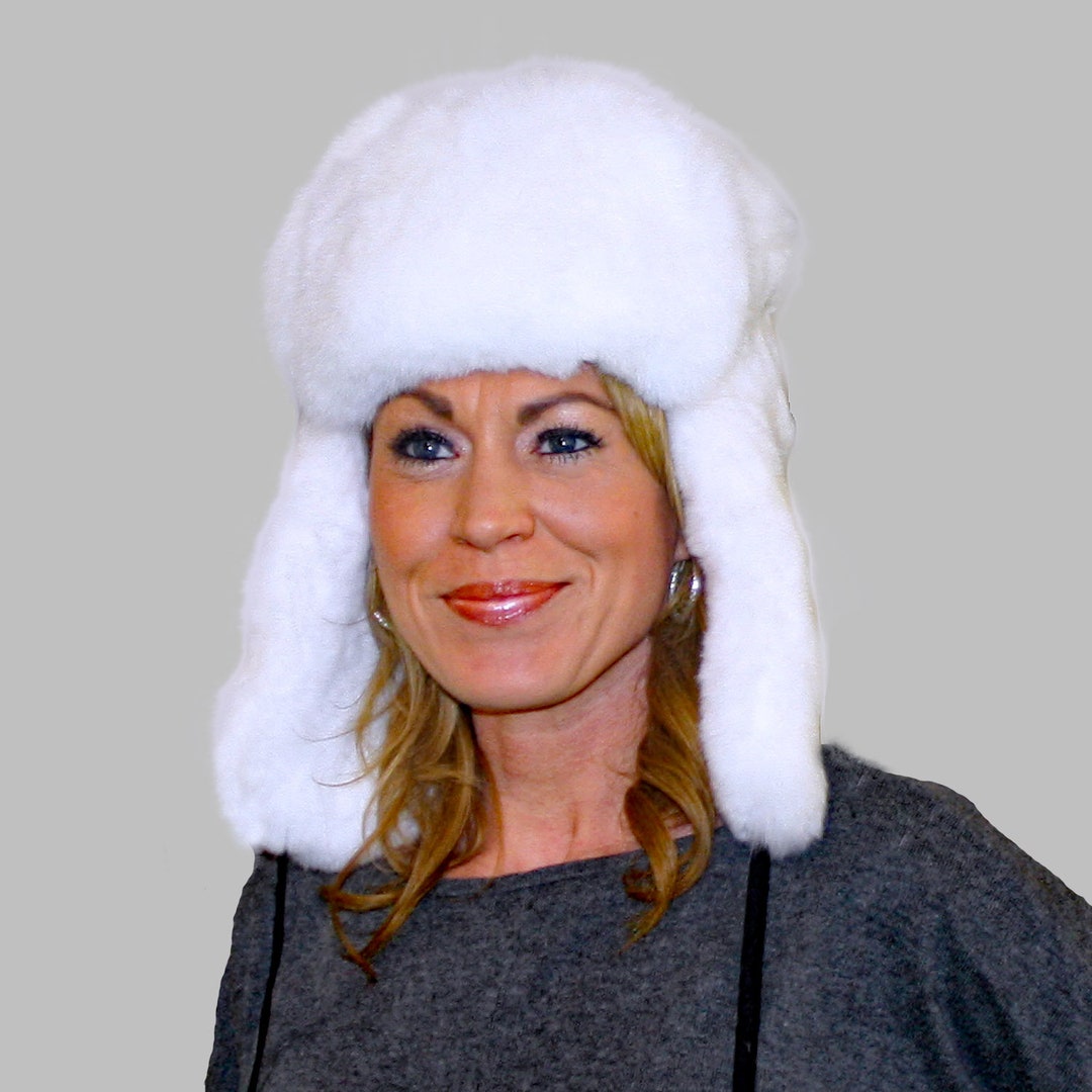 Glacier Wear White Rex Rabbit Fur Russian Trooper Hat - Etsy