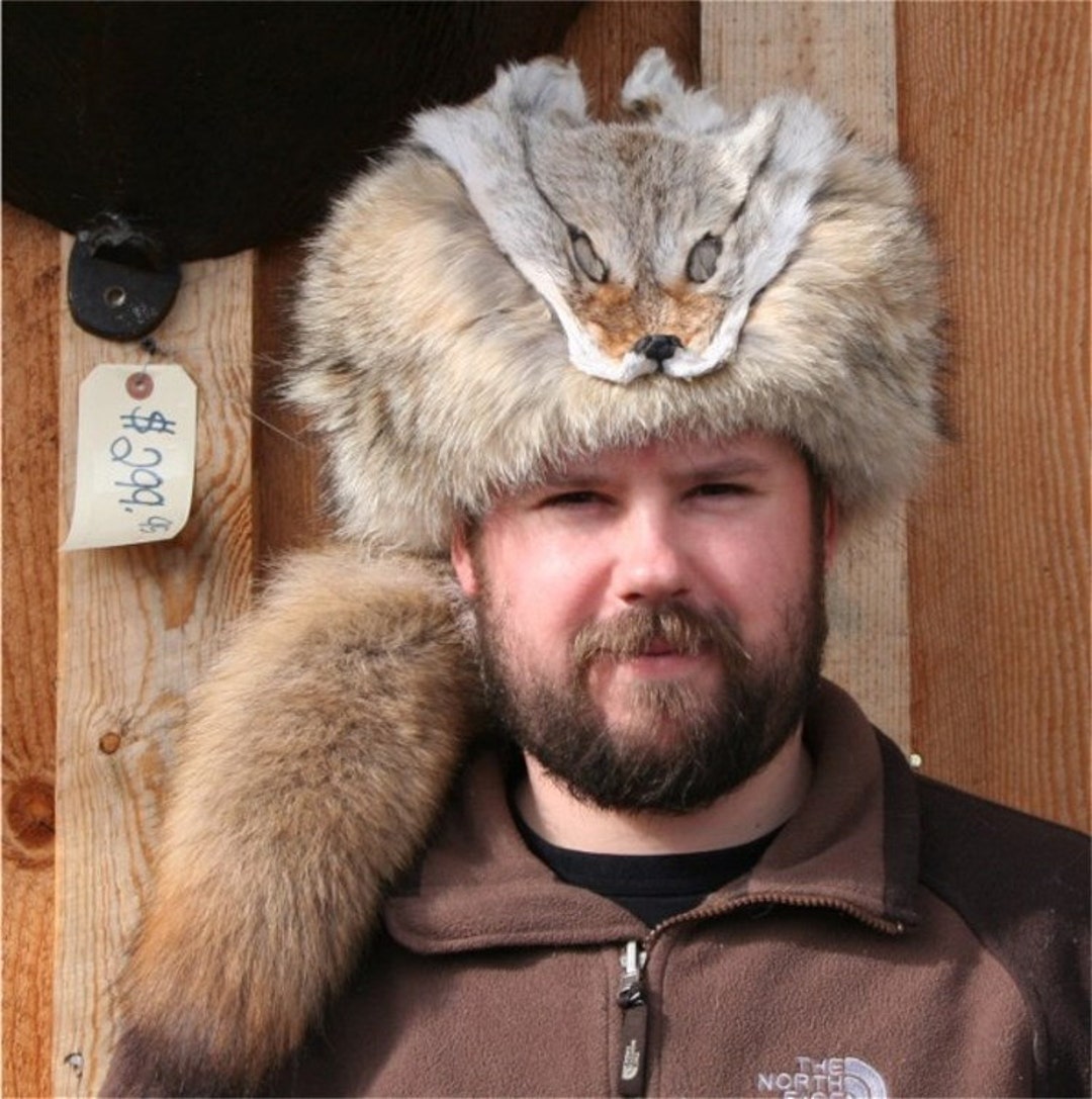 Coyote Davy Crockett Style Fur Hat - Etsy