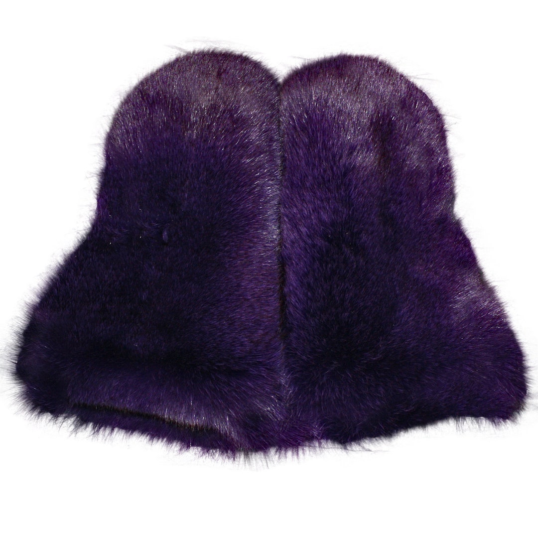 Glacier Wear Blue Fox Fur Dyed Purple Gauntlet Mittens Mts1071 - Etsy