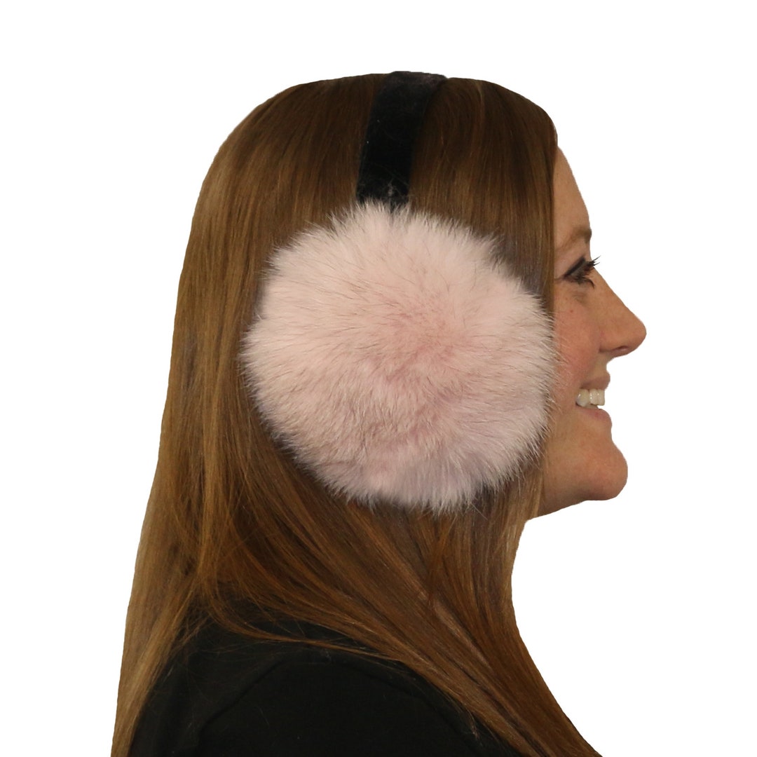 Glacier Wear Blue Fox Fur Ear Muffs Dusty Pink Mff1130 - Etsy