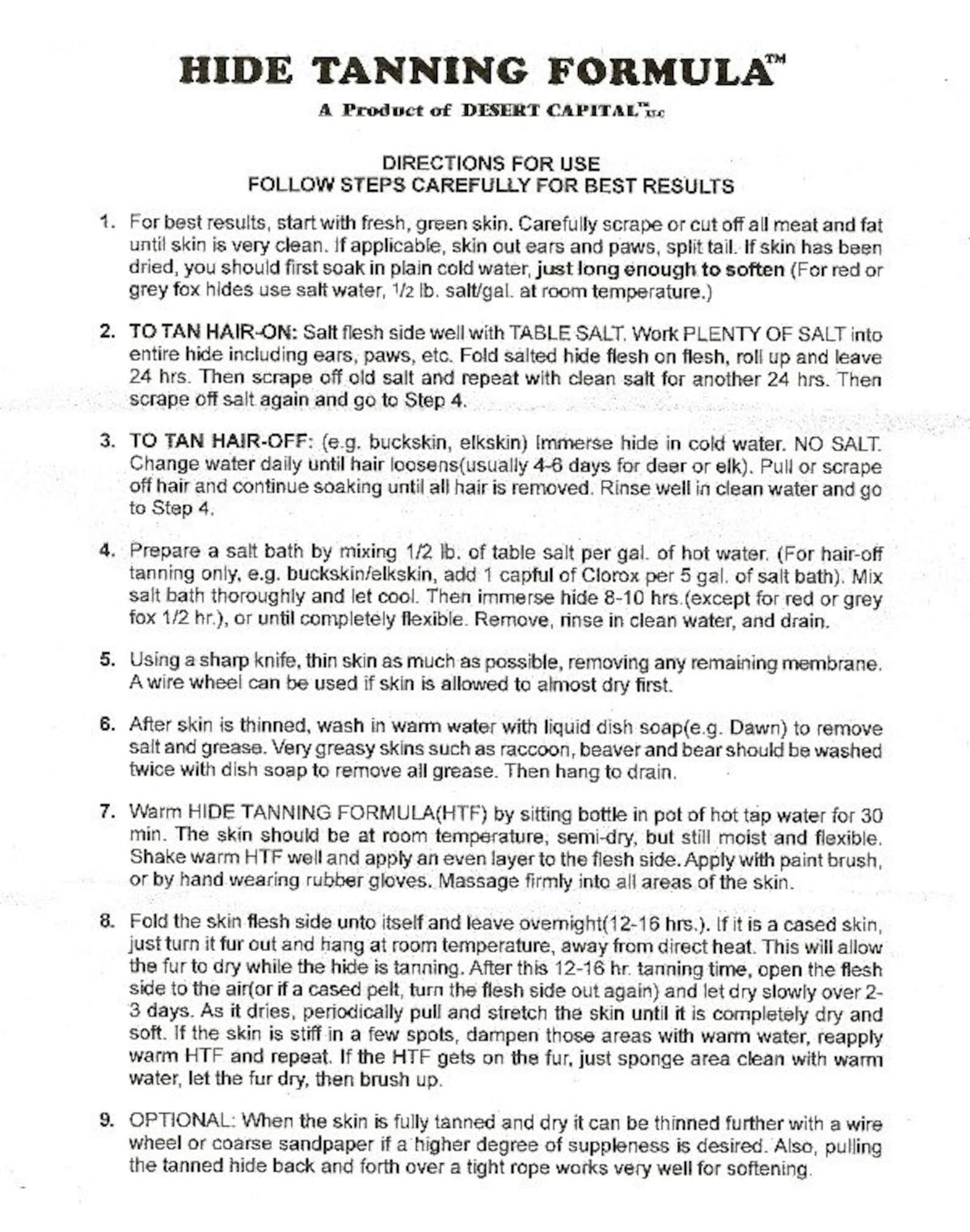 Hide Tanning Formula htf1600 | Etsy