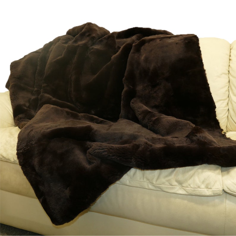 Glacier Wear Rex Rabbit Fur Throw Blanket Brown Rexblkt101 - Etsy