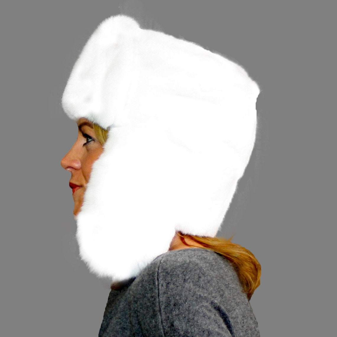 Glacier Wear White Rex Rabbit Fur Russian Trooper Hat | Etsy