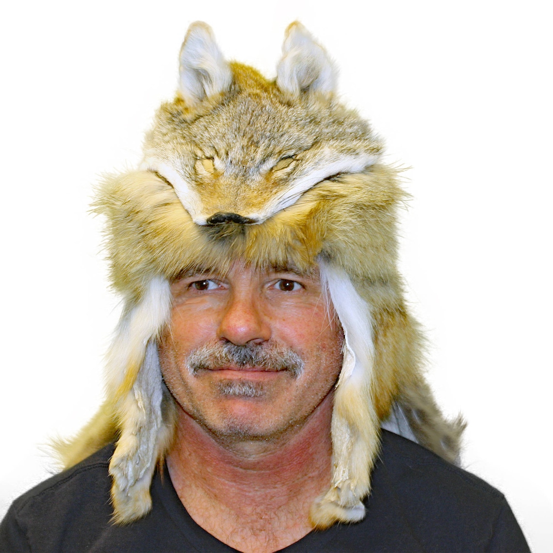 Glacier Wear Coyote Mountain Man Fur Hat With Cape- Hts1655 - Etsy