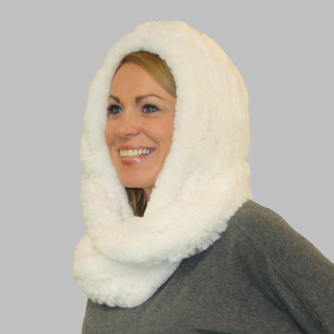 Glacier Wear Rex Rabbit Fur Infinity Hood Scarf WHITE 4075 - Etsy