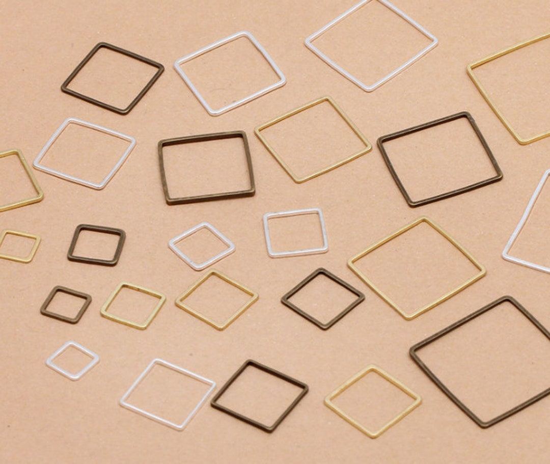 Bulk 200 Pcs Connector Ring Square Brass Base Geometric - Etsy