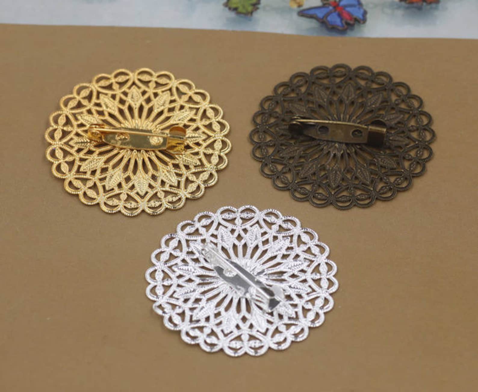 Bulk 20 Pcs Brooch Settings Bezel Blanks Brass Base - Etsy