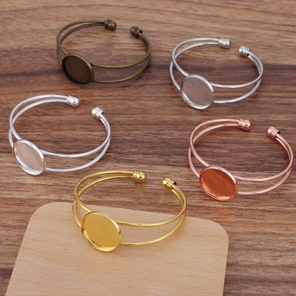 Bulk 5 Pcs Bracelet Bangle Bezel Blanks Brass Base 20mm 25mm - Etsy