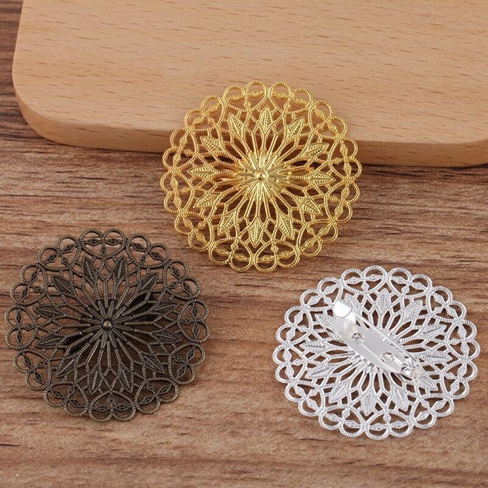 Bulk 20 Pcs Brooch Settings Bezel Blanks Brass Base - Etsy