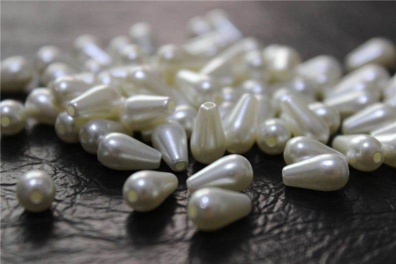 200 Pcs Beads Acrylic Drop Shape Effect Pearly - Etsy