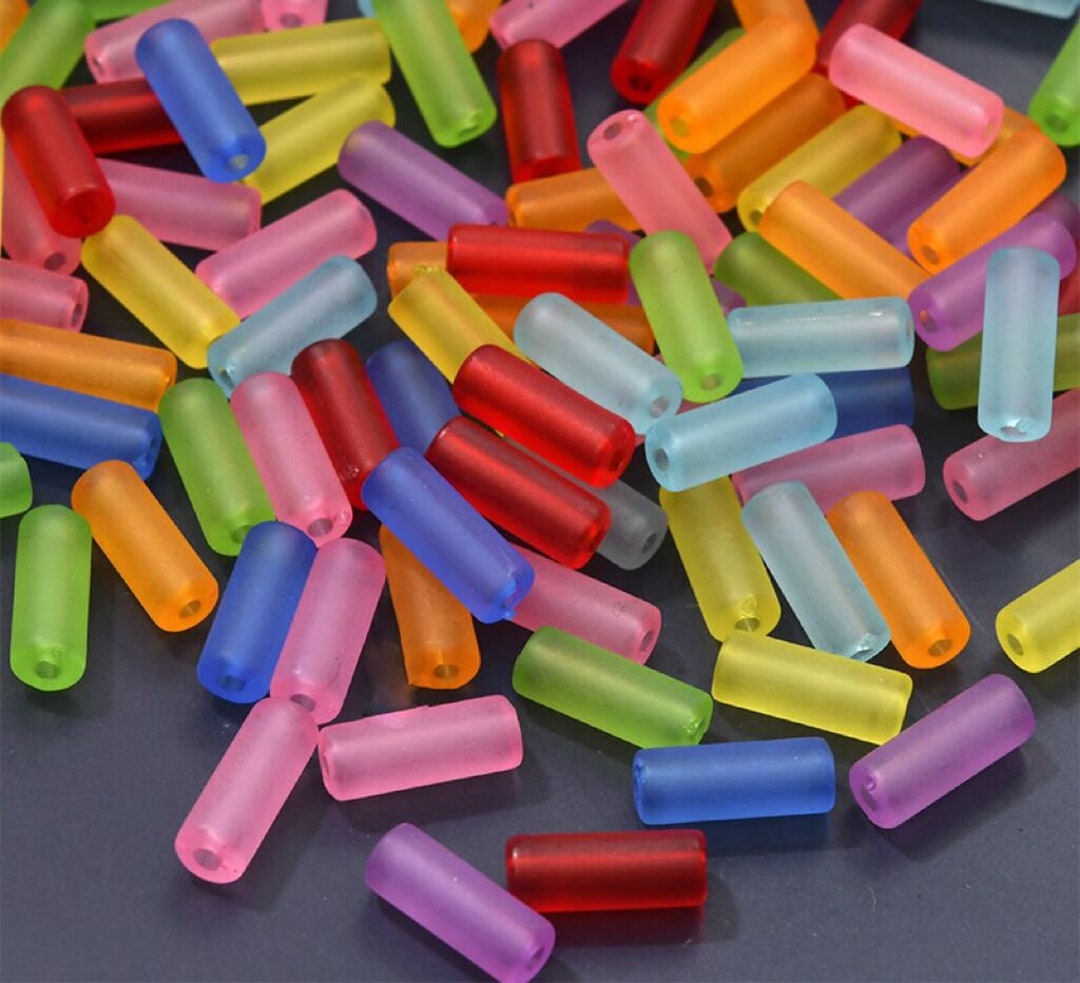 Tube Beads Acrylic Lucite Matt Mix Colors - Etsy