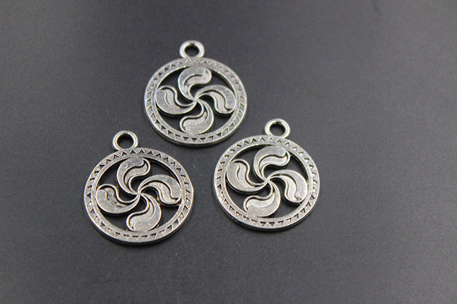 Pendant Antique Silver Plated Charm Basque Lauburu Cross - Etsy