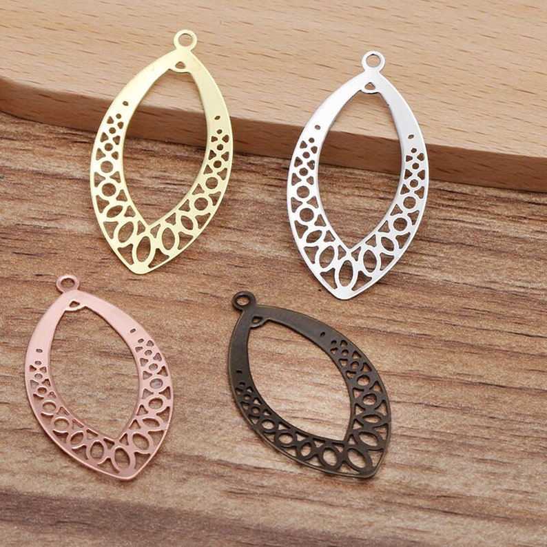 Bulk 50 pcs pendants charms connector brass base drop shape | Etsy