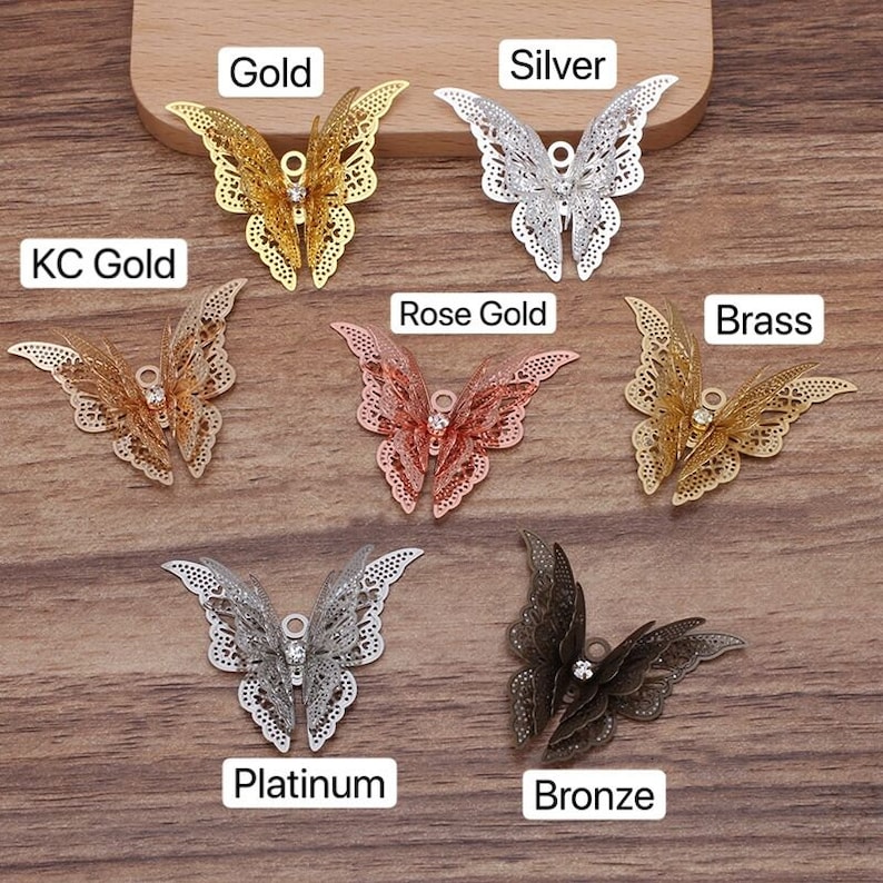 Bulk 20 Pcs Pendants Charm 3D Butterfly Filigree Color Option - Etsy
