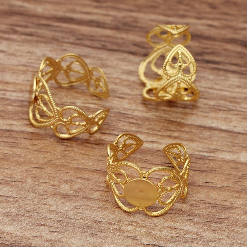 Bulk 20pcs Ring Setting Blank Bezel filigree Adjustable rings | Etsy