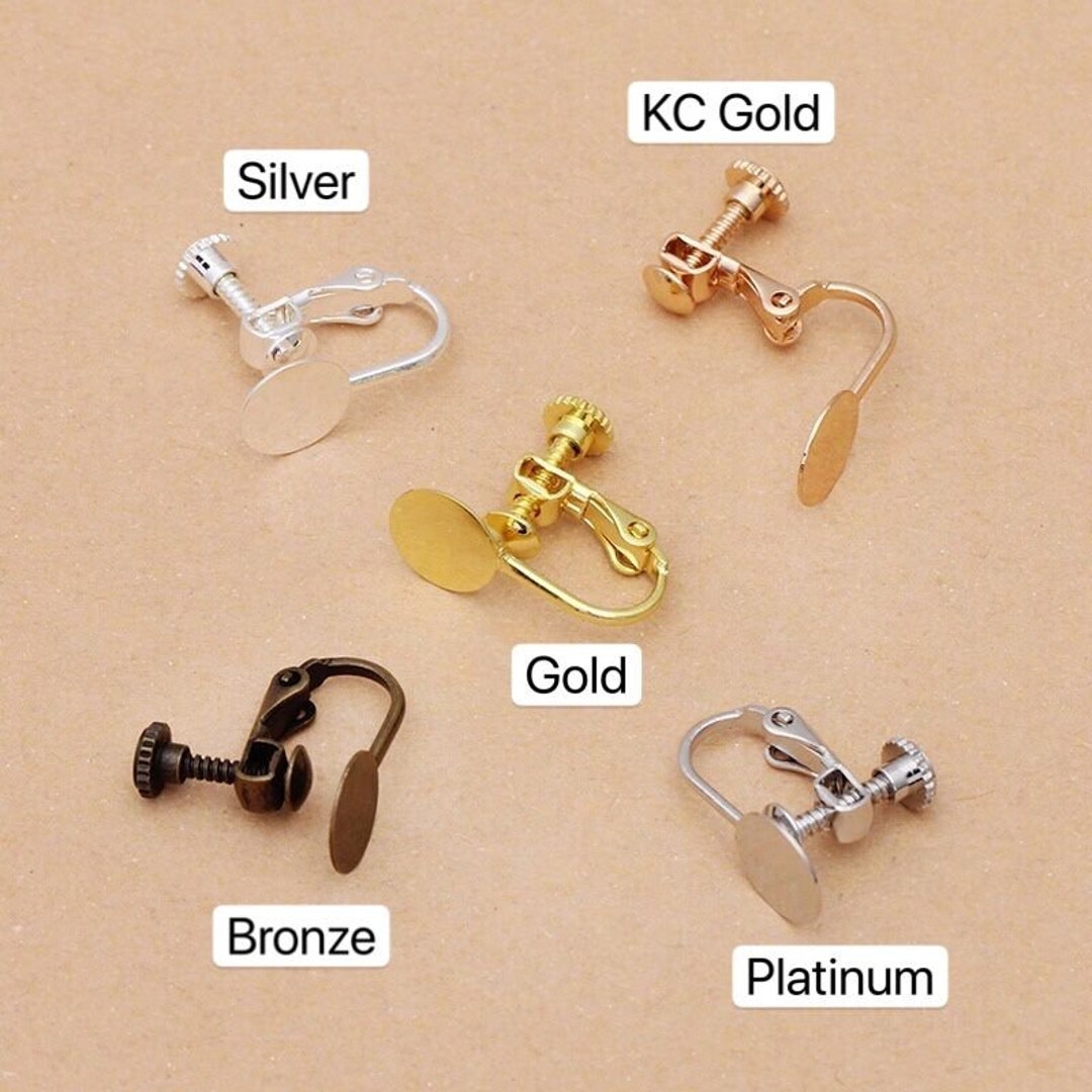 Bulk 20 Pcs Bezel Lever Back Earring Clip Screw Backs Non Pierced ...