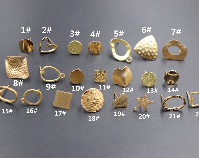 Stud Bezel Earring Settings Brass Base Gold Tone Shape - Etsy