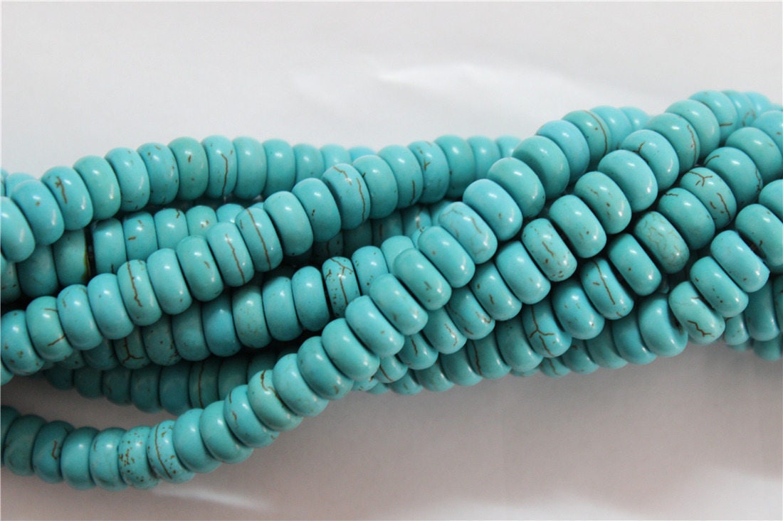 A String of 120 Pcs Turquoise Beads Round-flat - Etsy UK