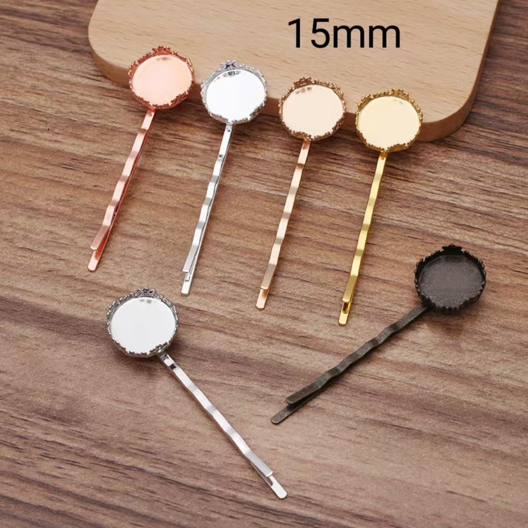 Bulk 50 Pcs Settings Barrette Hair Clips Bezel Blanks Brass Base Bobby ...