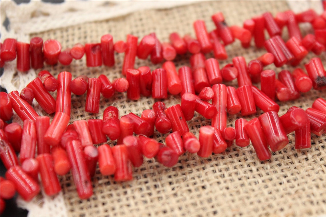A String of 100 Pcs Beads Red Coral Chips Shape - Etsy