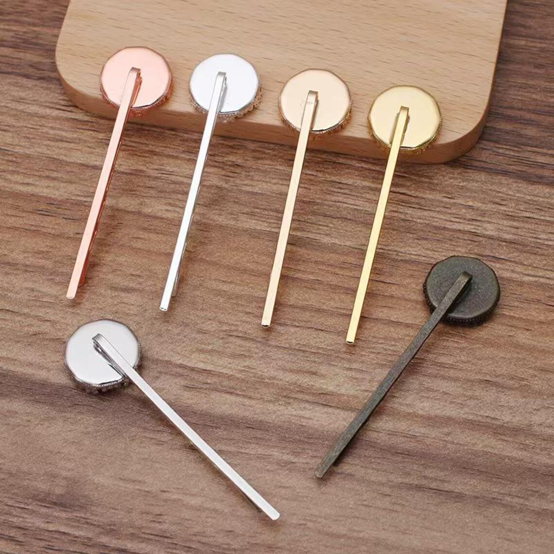 Bulk 50 Pcs Settings Barrette Hair Clips Bezel Blanks Brass Base Bobby ...