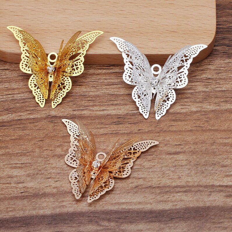 Bulk 20 Pcs Pendants Charm 3D Butterfly Filigree Color Option - Etsy