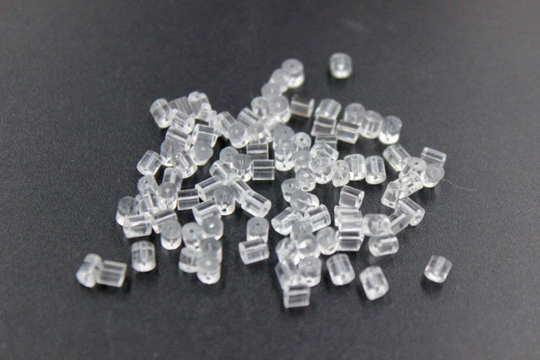 Clear Silicon Earring Backs Rubber Earring Stopper Nuts Cylinder Shape ...