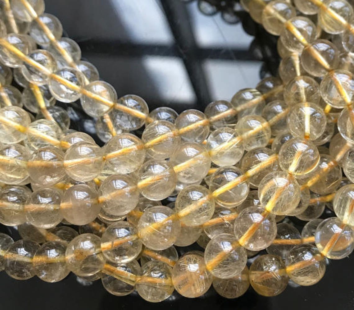 A String of Beads Rutile Quartz Round 6mm/8mm - Etsy