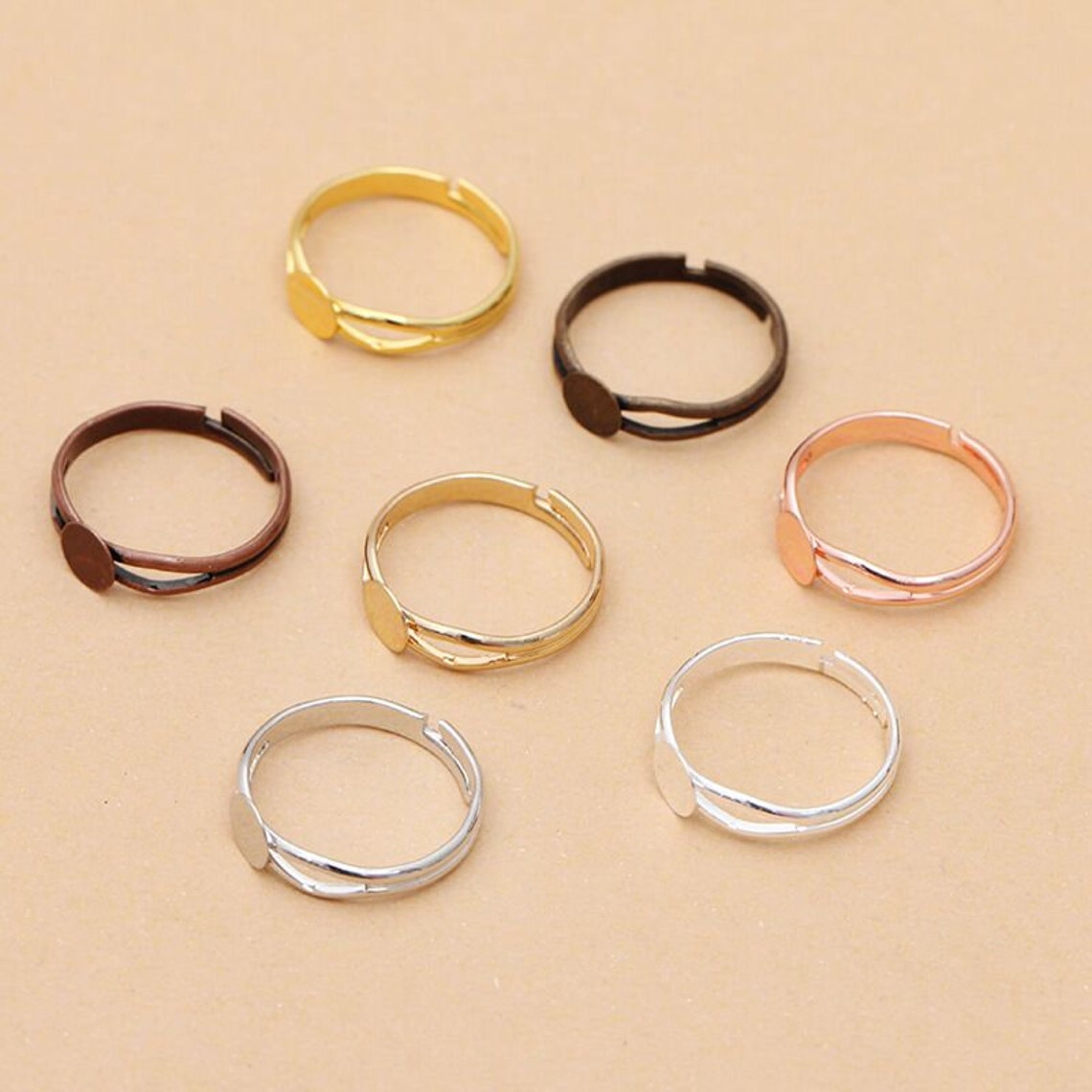 Bulk 40 Pcs Ring Setting Blank Bezel Adjustable Rings - Etsy