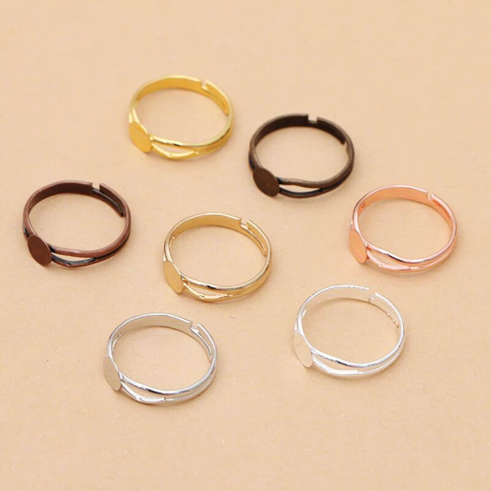 Bulk 40 Pcs Ring Setting Blank Bezel Adjustable Rings | Etsy