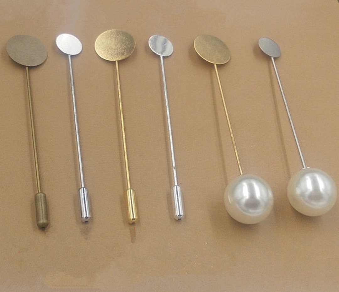 Bulk 50 Pcs Tie Pin, Lapel Pin Tie Tack, Bezel Blank,back Brooch Collar ...