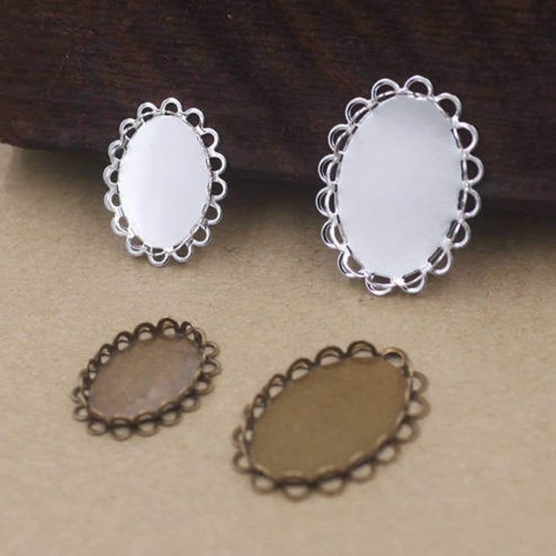 Bulk 20 Pcs Pendants Settings Oval Bezel Blanks Brass Base - Etsy