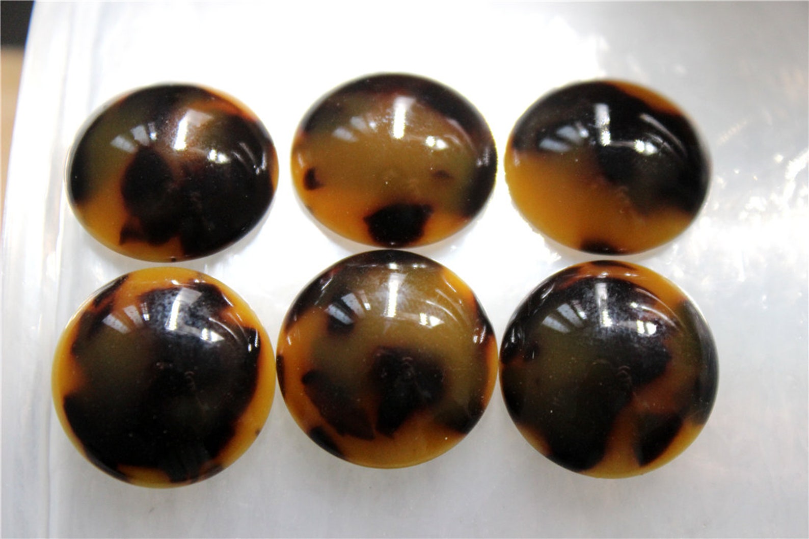 2 Pcs Tortoise Shell Cabochon Acetate Acrylic Round 20mm - Etsy