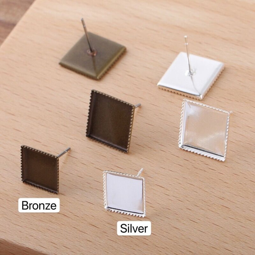 Bulk 100 Pcs Stud Bezel Earring - Settings Brass Base， Tooth-like ...