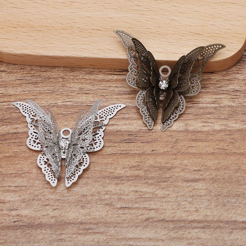 Bulk 20 Pcs Pendants Charm 3D Butterfly Filigree Color Option - Etsy