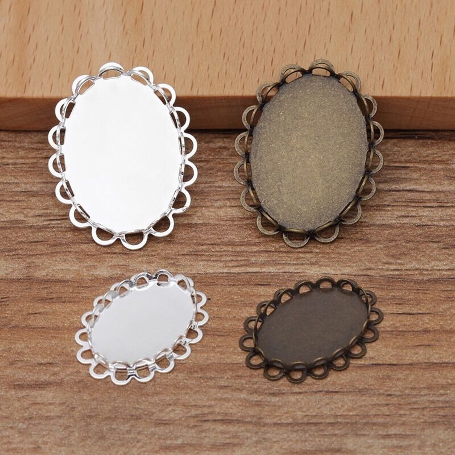 Bulk 20 Pcs Pendants Settings Oval Bezel Blanks Brass Base - Etsy