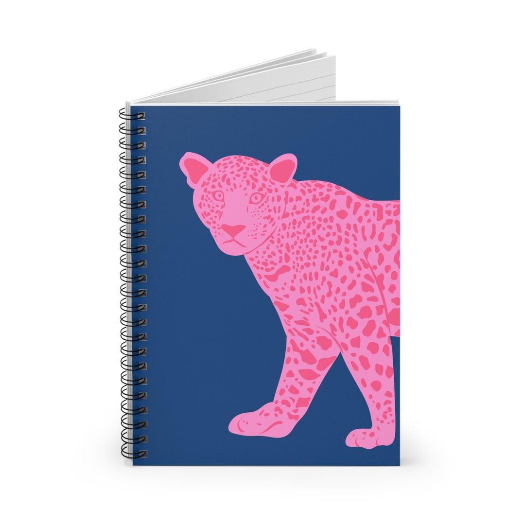 Navy & Hot Pink Leopard Spiral Notebook - Ruled Line - Etsy