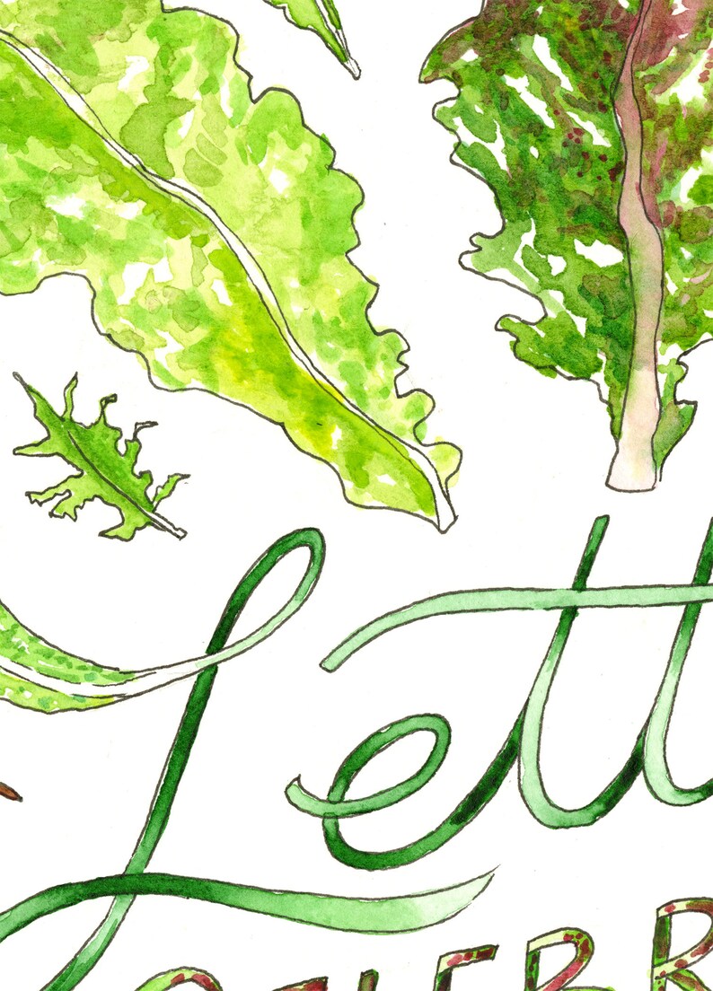 Lettuce Celebrate Illustrated Watercolor Greeting Card - Etsy