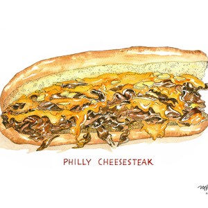 Philly Cheesesteak Sandwich Watercolor Art Print - Etsy