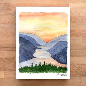 Columbia River Gorge Watercolor Print / Oregon Washington Pacific ...